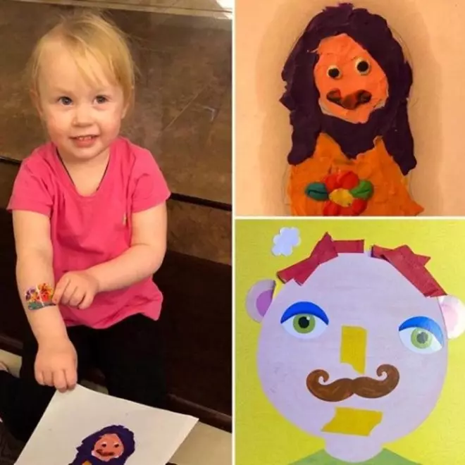 3-वर्षीय मुलगी इगोर निकोलेवे यांनी वडिलांचे चित्र चित्रित केले 107058_2
