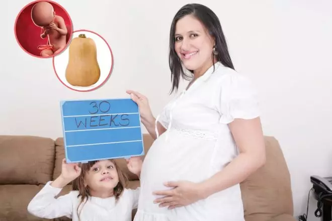 30 Woche Schwangerschaft - was passiert, Ultraschall des Fötus, Foto von Bauch- und Kleinkindentwicklung