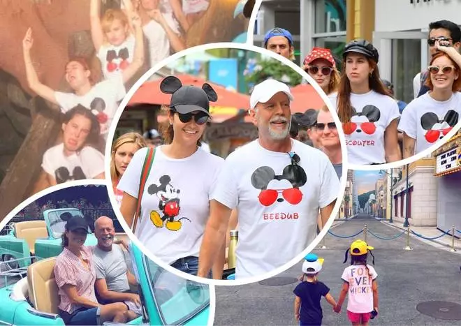 Familienwochenende: Bruce Willis mit all ihren Töchtern in Disneyland 28211_1