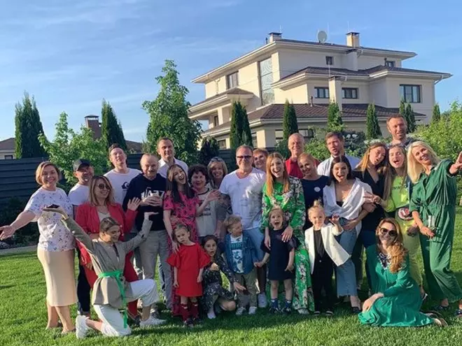 Family of Presnyakov and Podolskiy together with friends on the home party