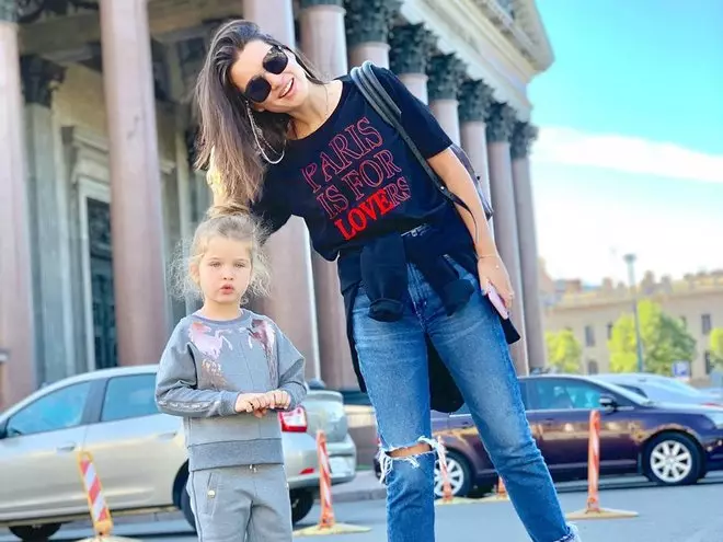 The younger daughter Ksenia Borodina dancing under the song 