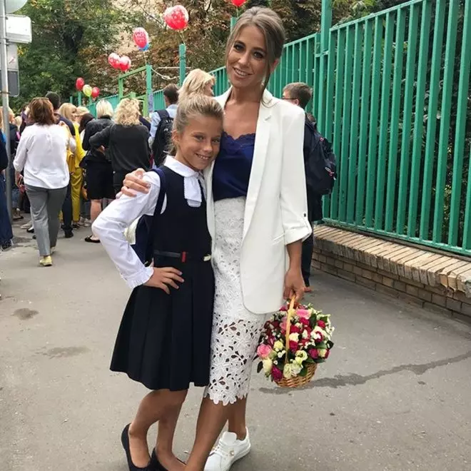 Julia Baranovskaya and daughter went to school