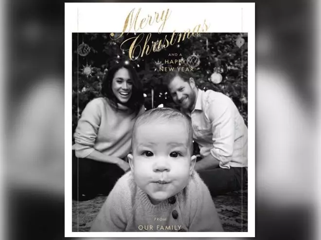 Christmas Card Prince Harry Megan Plant med Archie Harrison