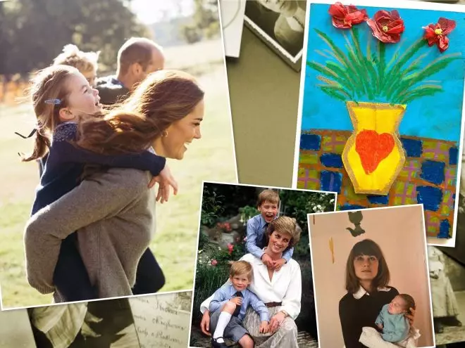 Portrætter Kate Middleton, Princess Diana og Carol Middleton med børn til ære for moderens dag