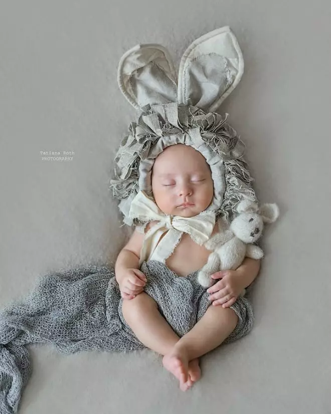 Bunnies، بلی کے بچے اور دیگر جانوروں: نوزائیدہ فوٹو سیشن کے لئے خیالات 61946_8