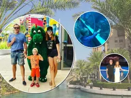 Legoland اور Oceanarium: Vladimir Presnyakov اور Natalia Podolskaya اور دوبئی میں بیٹا