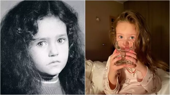 Victoria Isakov en la infancia y su hija a la misma edad