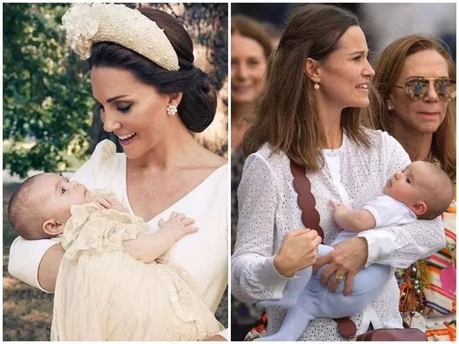 Kate Middleton cu fiul Louis și Pippa Middleton cu fiul Artur