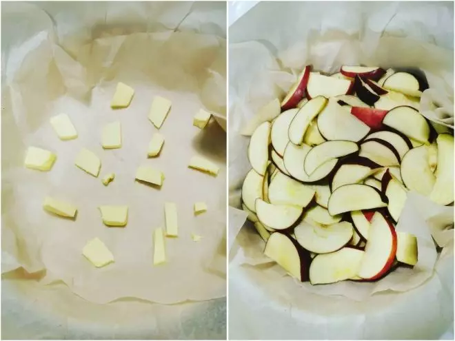 Antonova Natalia nuduhake resep kanggo Apple Tart, sing nyiapake putri saka singa Tolstoy 778051_3