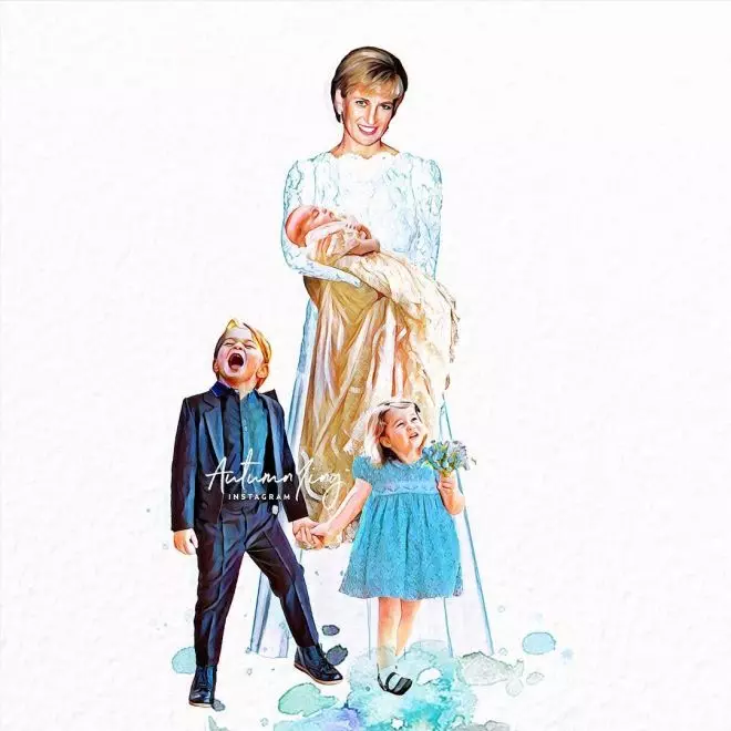 Artistul creează colaje despre prințesa Diana cu copii și nepoți 964389_6